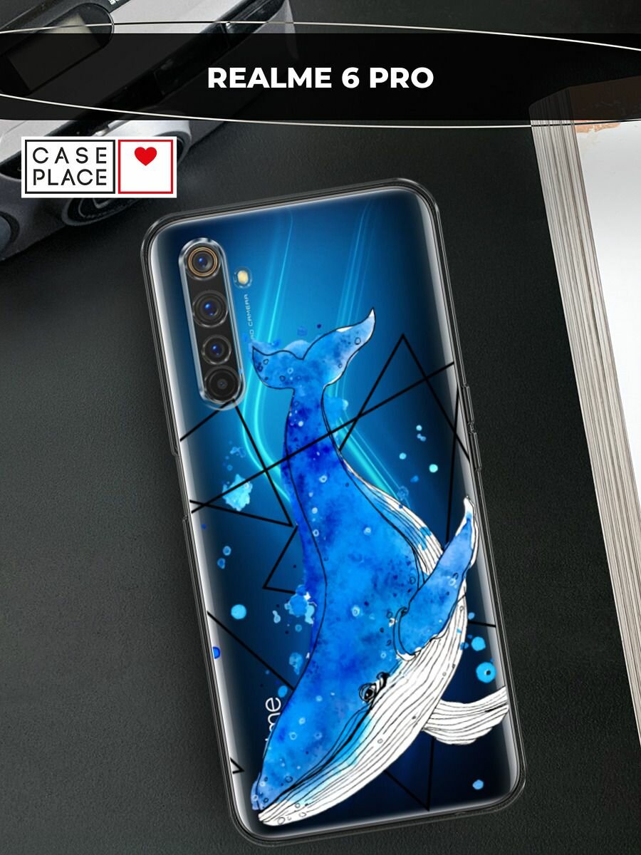 Чехол на Realme 6 Pro / Реалми 6 Про с принтом "Кит графика", прозрачный