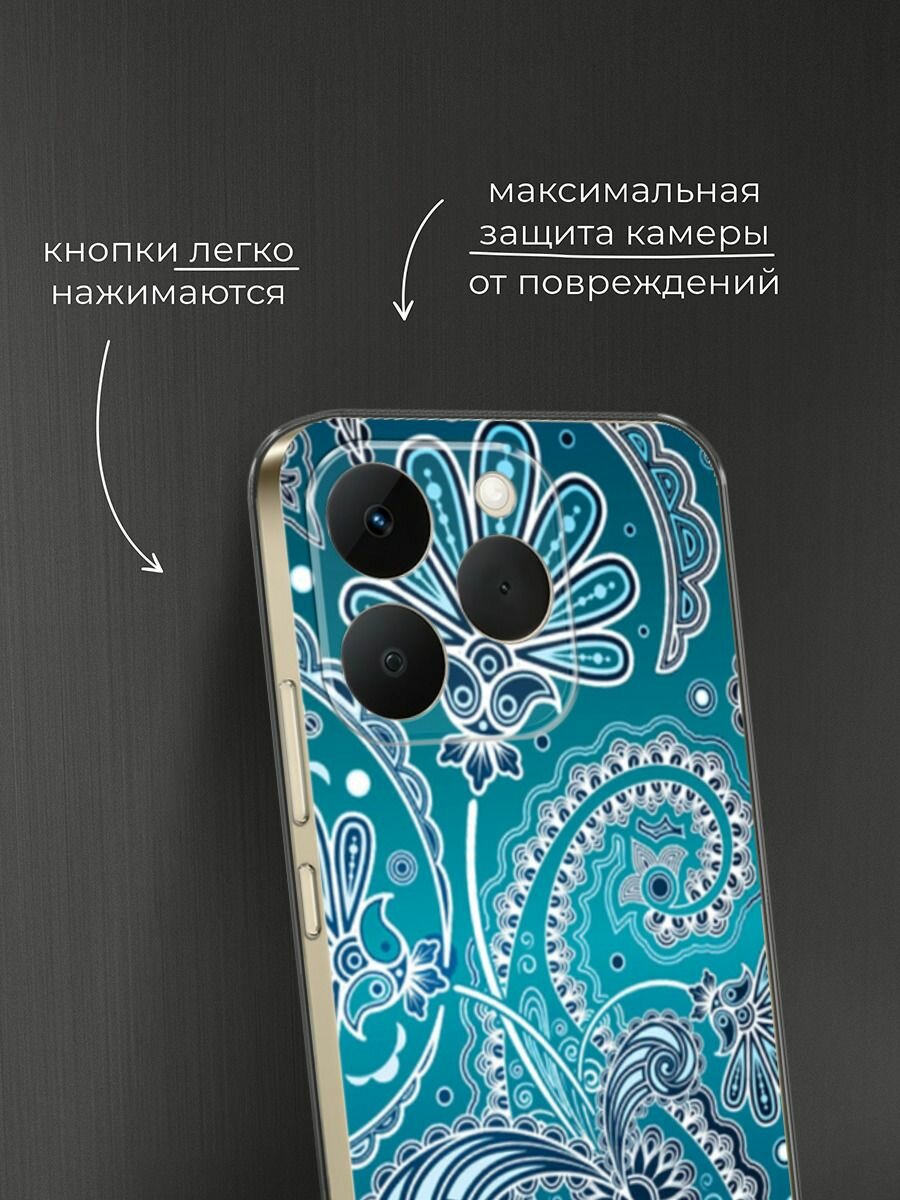 Силиконовый чехол на Realme 15T / Реалми 15Т с принтом "Узоры на синем" — фото 1