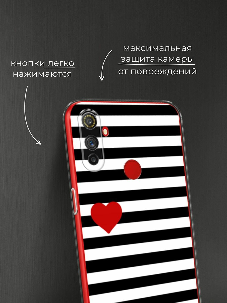Силиконовый чехол на Realme C3 / Реалми C3 с принтом "Красное сердце" — фото 1