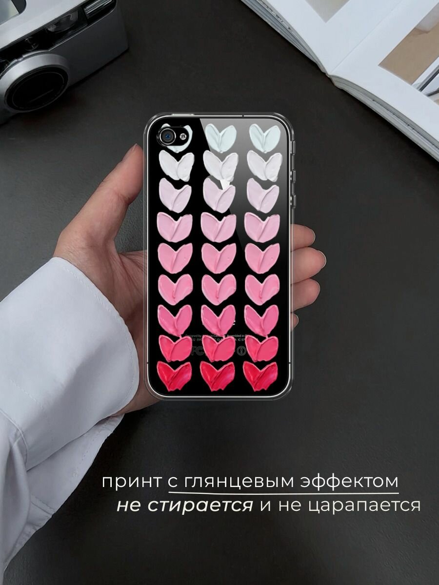 Чехол на Apple iPhone 4/4S / Айфон 4/4S с принтом "Градиент из сердечек" — фото 1
