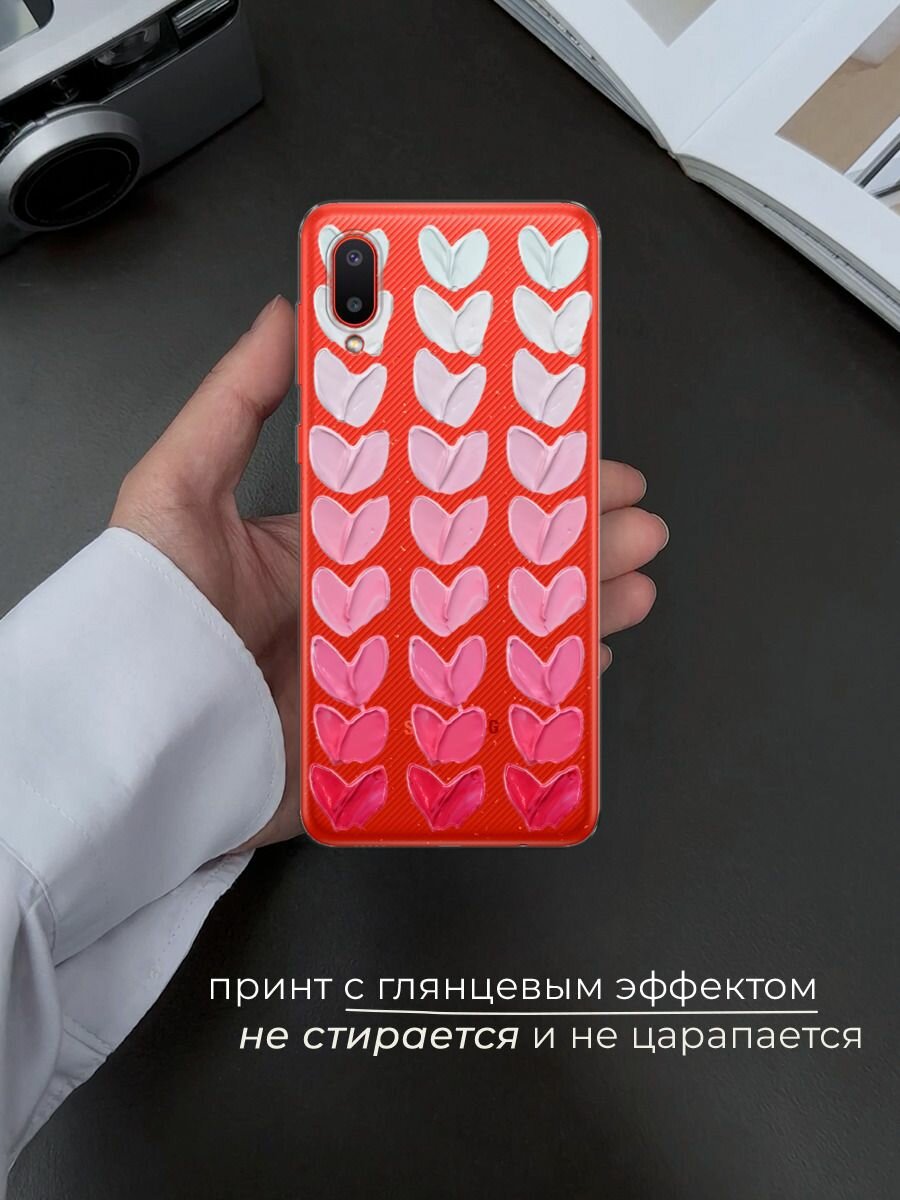Чехол на Samsung Galaxy A02 / Самсунг Галакси А02 с принтом "Градиент из сердечек" — фото 1