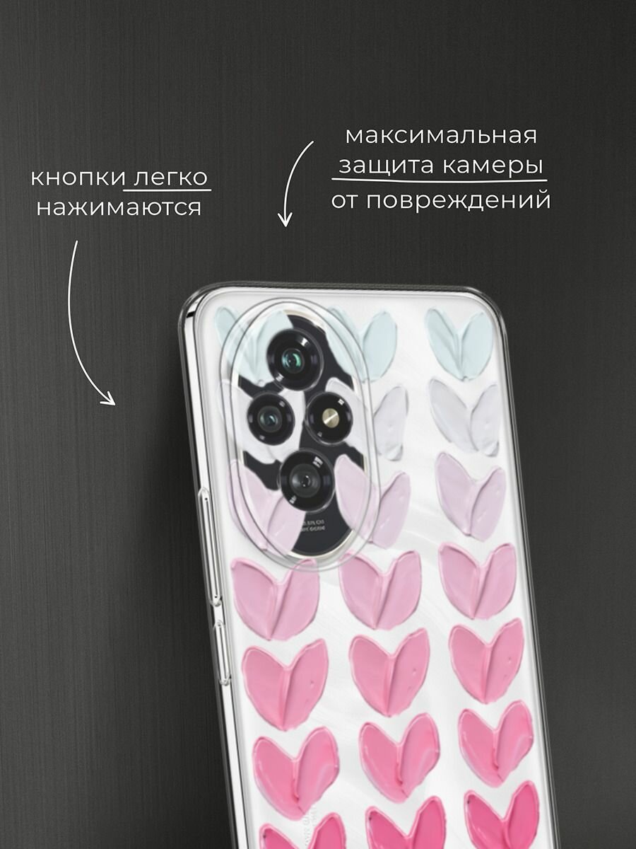 Чехол на Honor 200 / Хонор 200 с принтом "Градиент из сердечек" — фото 1