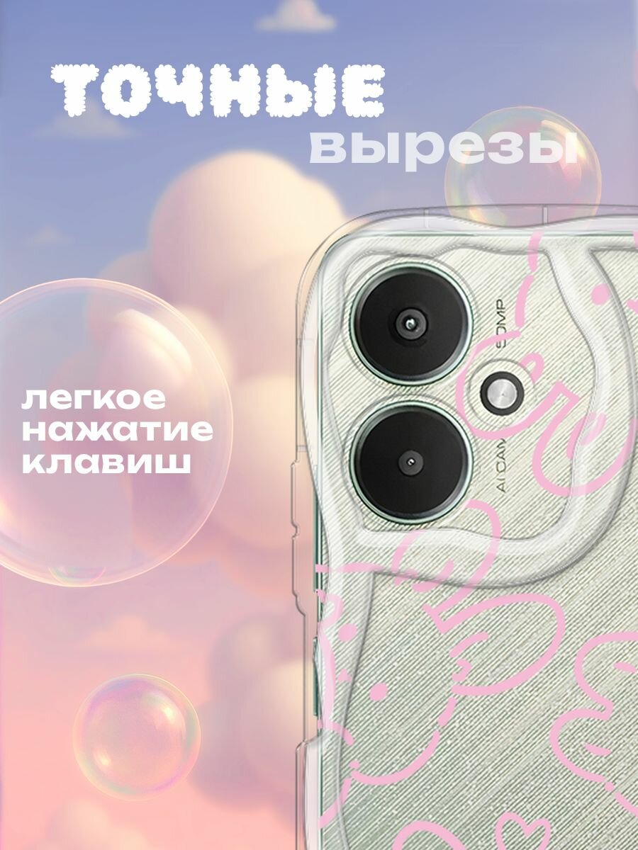 Чехол на Xiaomi Redmi 13C/Poco C65 / Редми 13C/Поко C65 с принтом "Контурные зайцы" — фото 1
