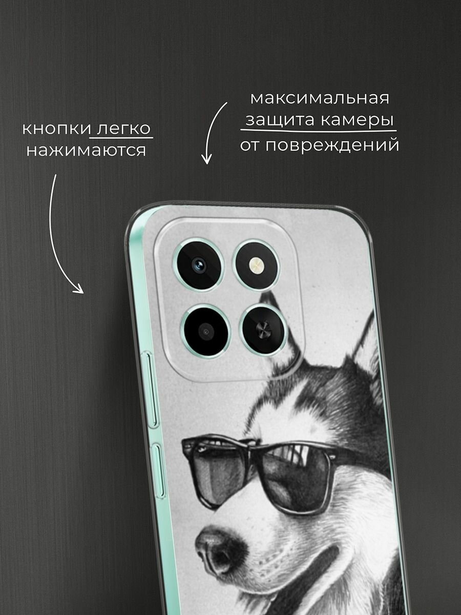 Силиконовый чехол на Honor X6c / Хонор X6c с принтом "Крутой Хаске" — фото 1