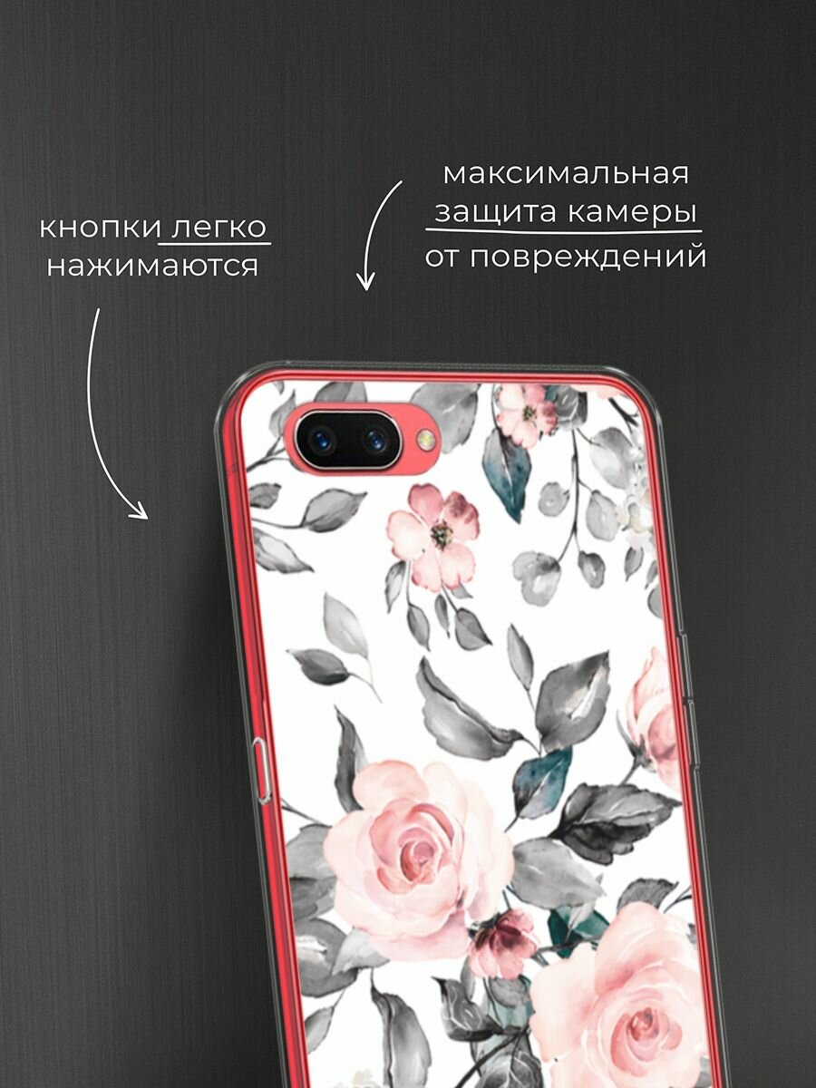 Силиконовый чехол на Oppo A3s / Oppo A3s с принтом "Розы на белом" — фото 1