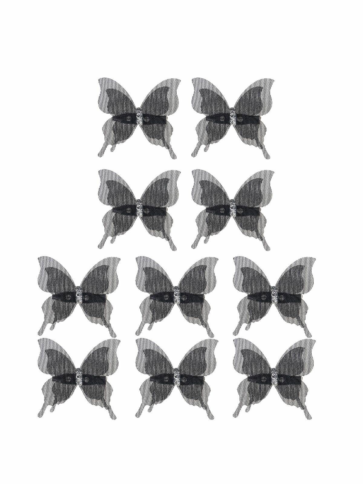 10 шт. декоративные булавки для штор в форме бабочки с кристаллами, Черный