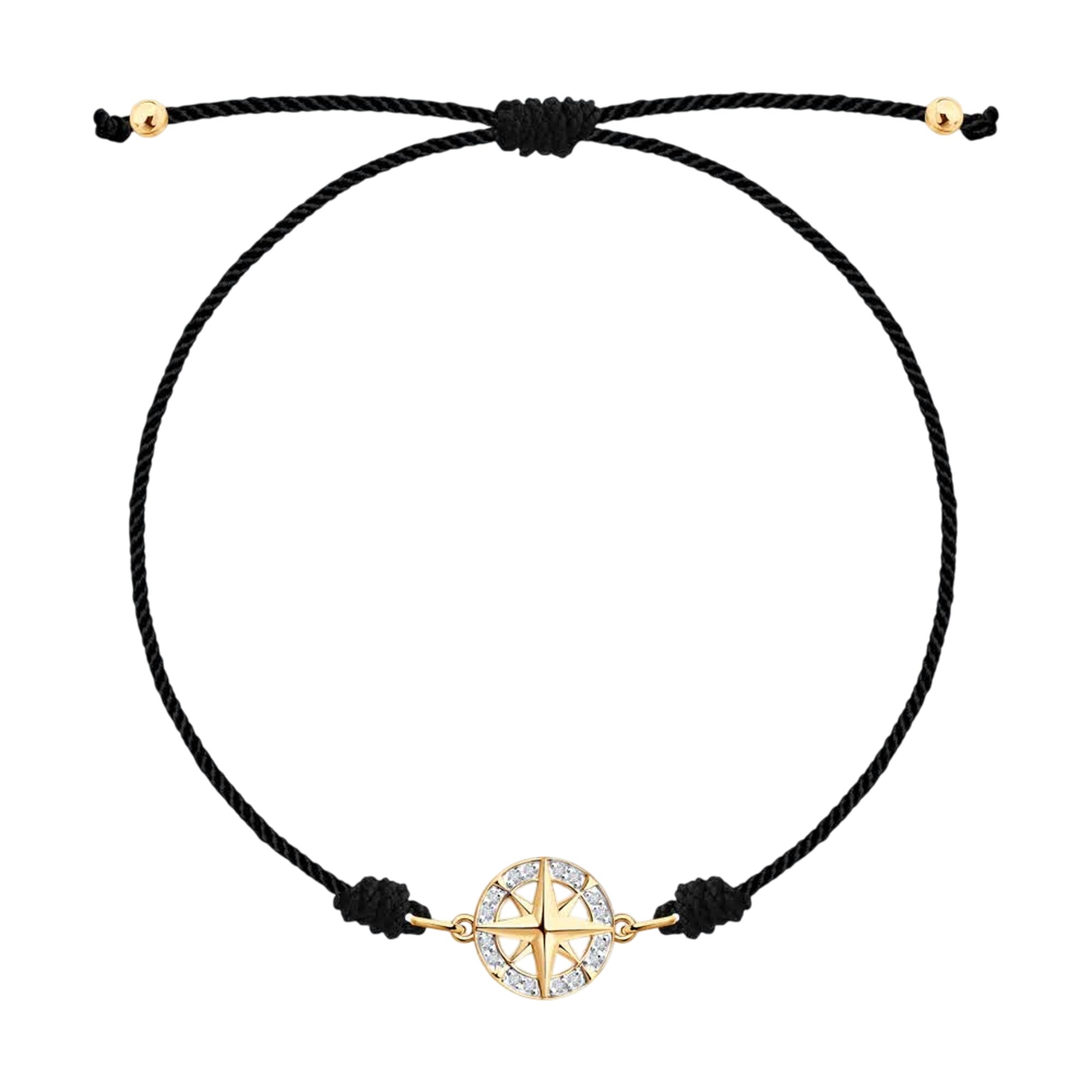 Браслет-нить, красное золото, 585 проба, бриллиант