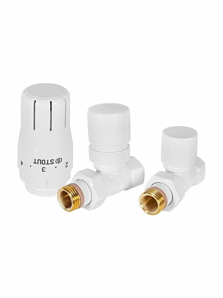 Комплект клапанов термостатический DESIGN 1/2 прямой белый STOUT (SVTDK-0001-000015W )