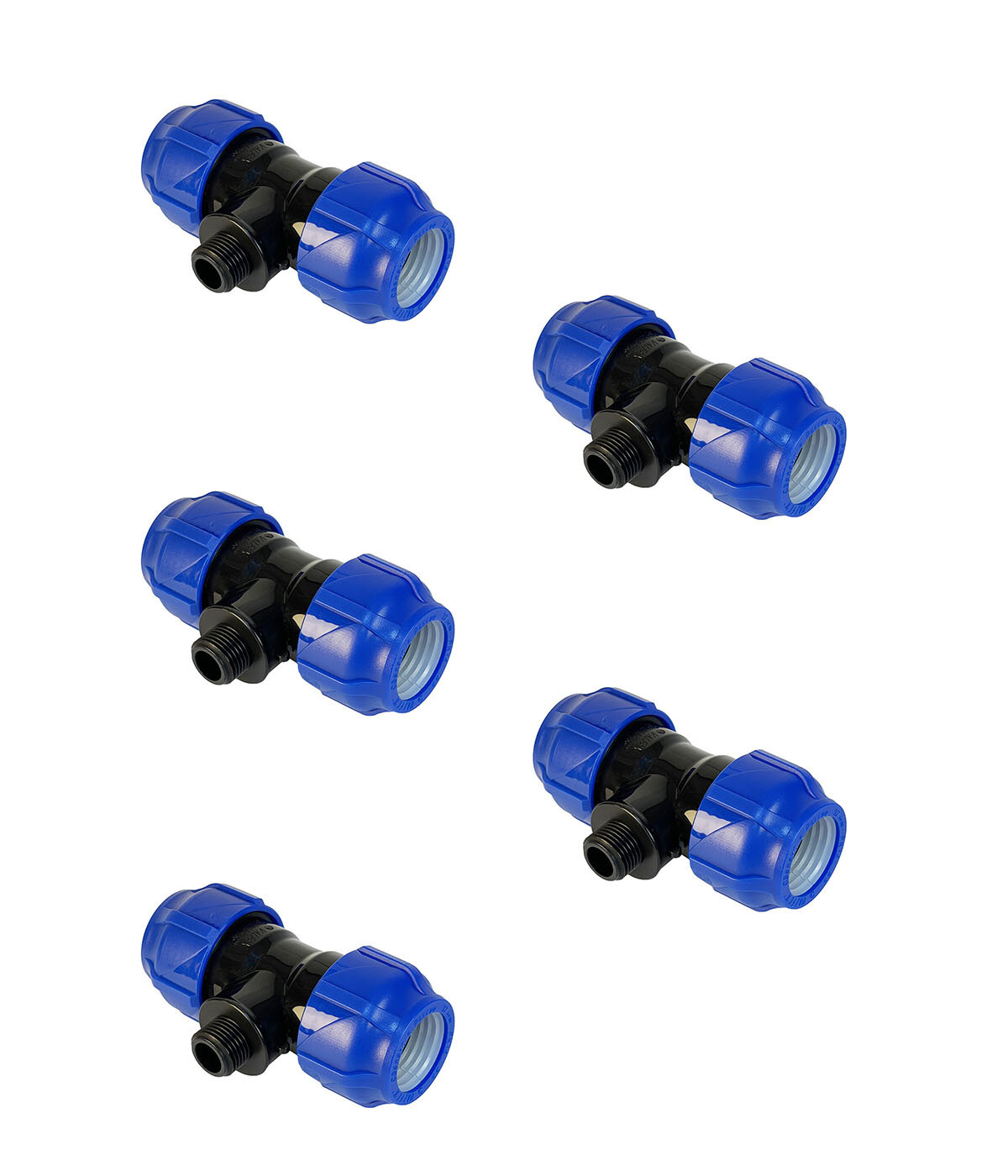 Тройник ПНД компрессионный переходной 32х32х1/2 НР(ш) (5 шт.)