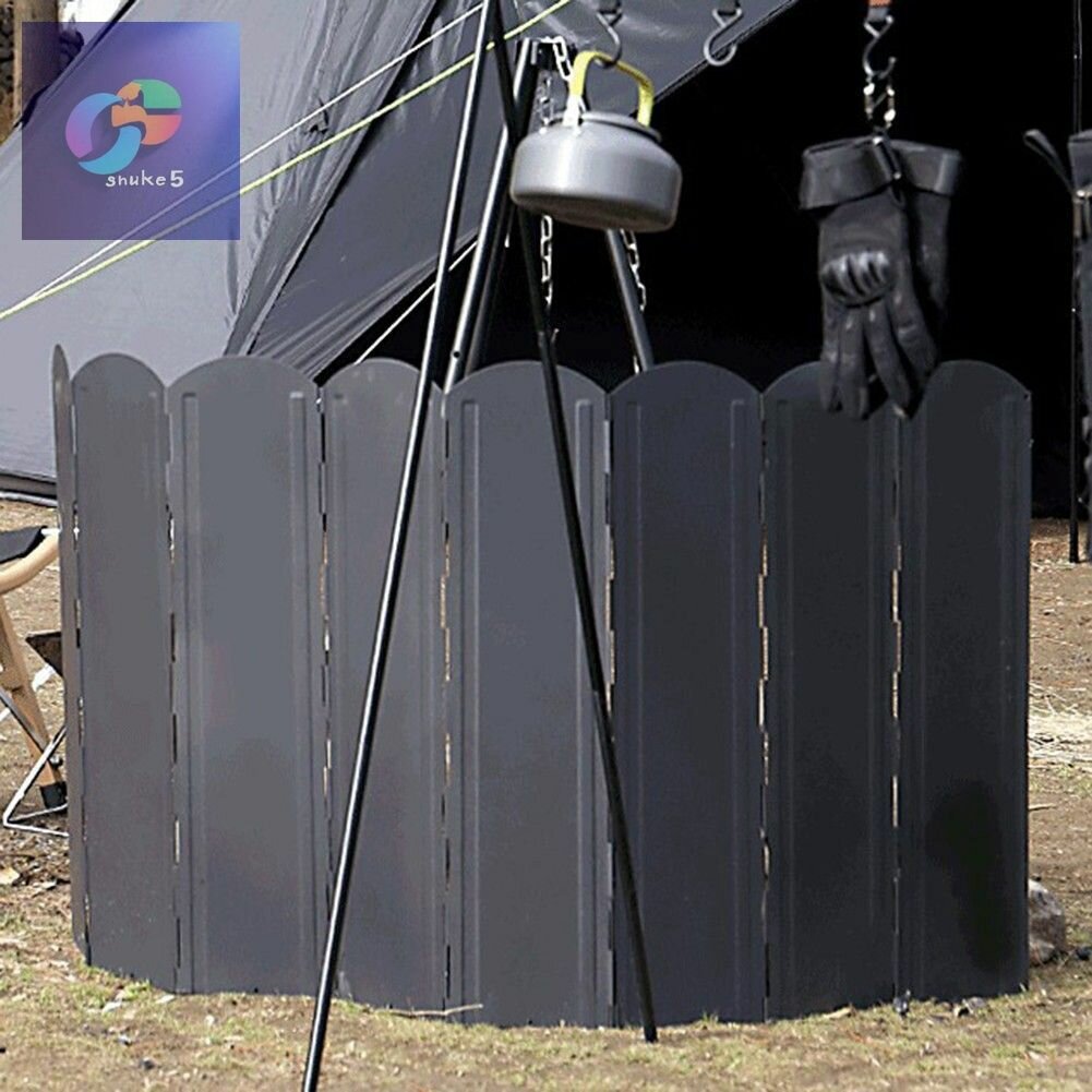 Сверхпрочный складной ветрозащитный экран для походной печи на 8 пластин, ветрозащитный экран для уличной печи