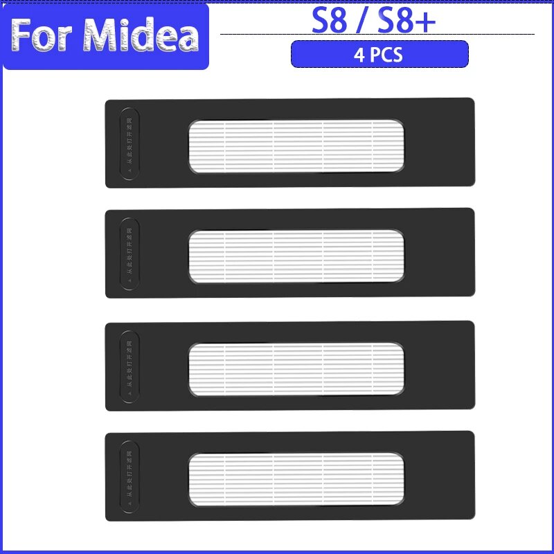 Комплект из 15 силиконовых щеток и фильтров для Midea S8+, Черный