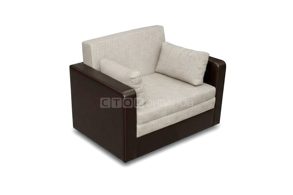 Кресло-кровать Сток Диванов Соло Beige бежевый/коричневый 105 см, механизм выкатной