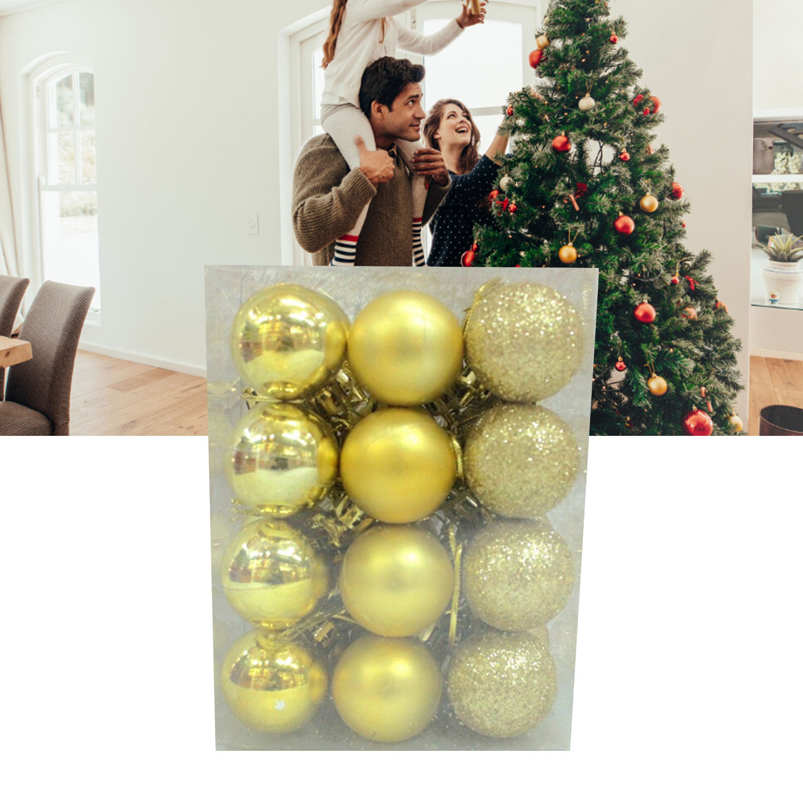 72 шт, рождественские шары, подвесные декоративные елочные шары для рождественских свадеб, помолвок, юбилеев, вечеринок, золото