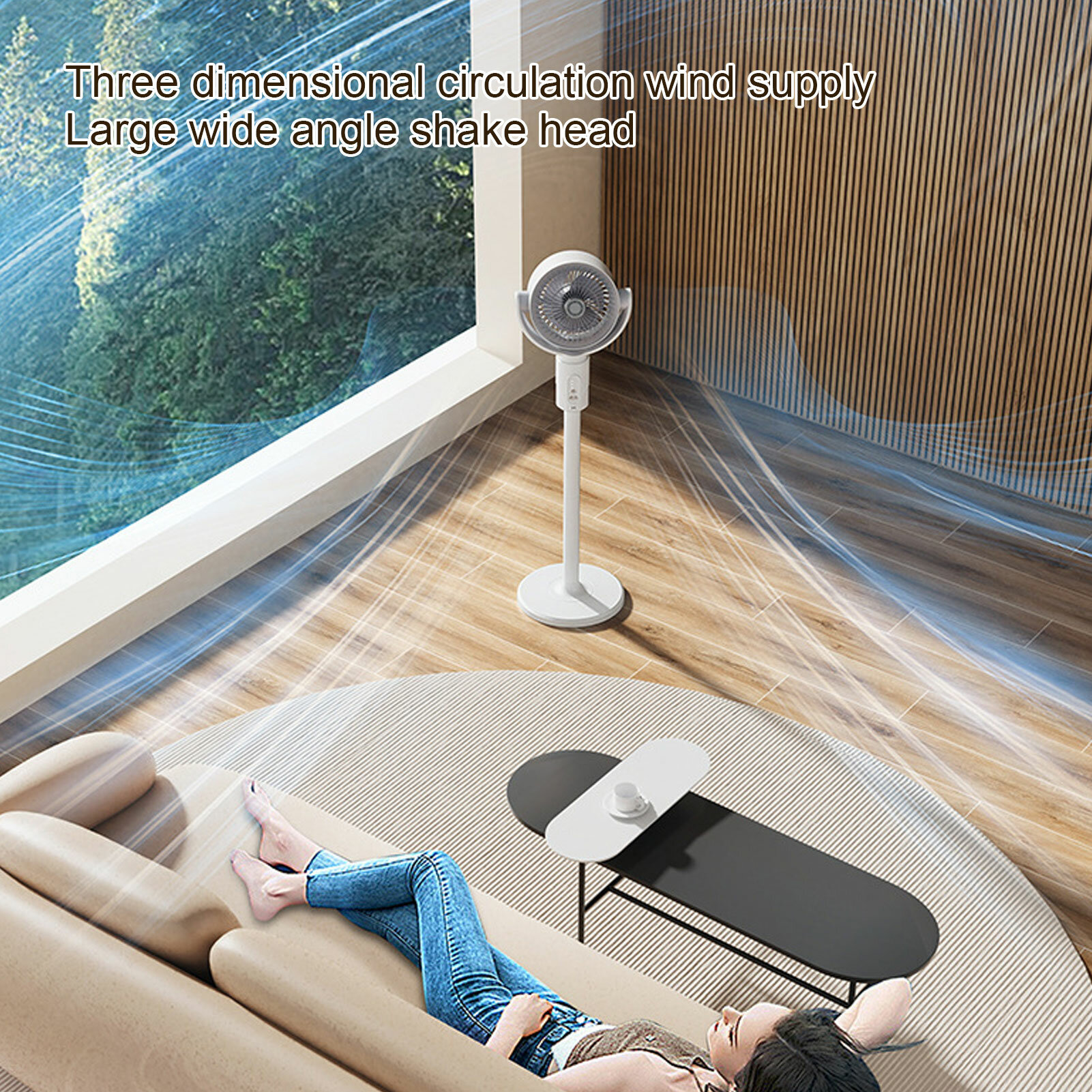 Напольный вентилятор, тихий, 4 скорости ветра, 8-часовой таймер, регулируемая высота, циркулирующий воздух, напольный, настольный, осциллирующий вентилятор с дистанционным управлением