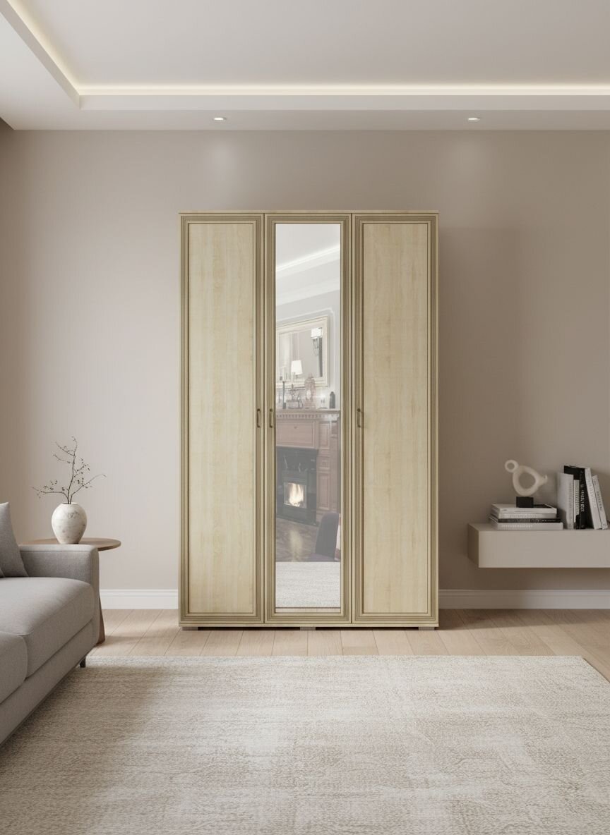 Шкаф ARNIKA "Ливорно", трехстворчатый, ЛДСП, с зеркалом, коричневый