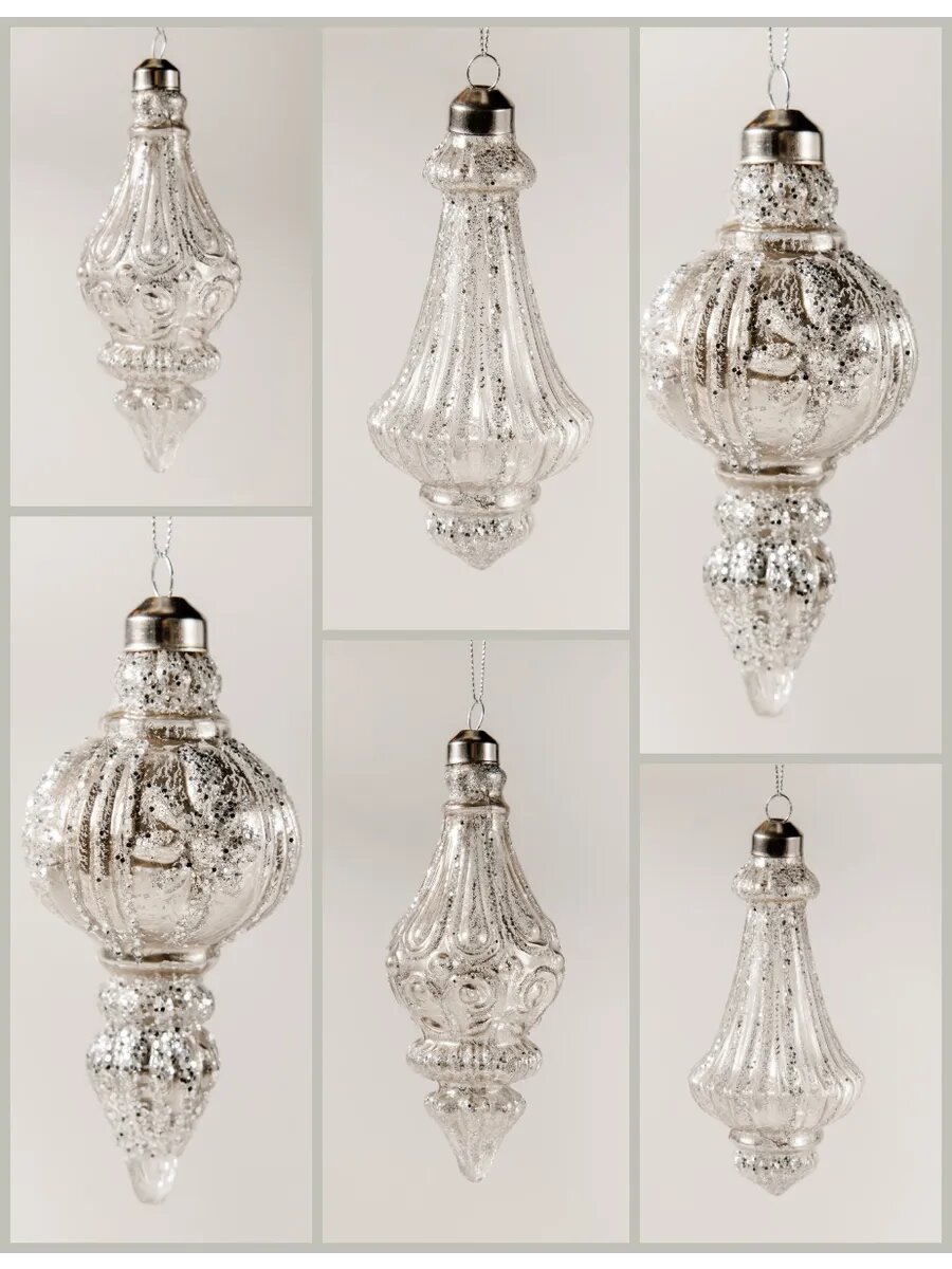 Елочные украшения из стекла - Холодный Бал 6шт