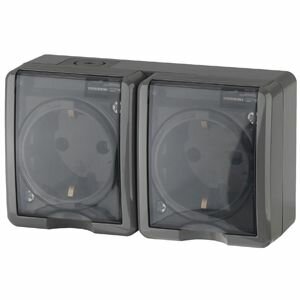 Розетка 2-ая с/з IP54 16АХ-250В, ОУ серый ЭРА Эксперт 11-2403-03