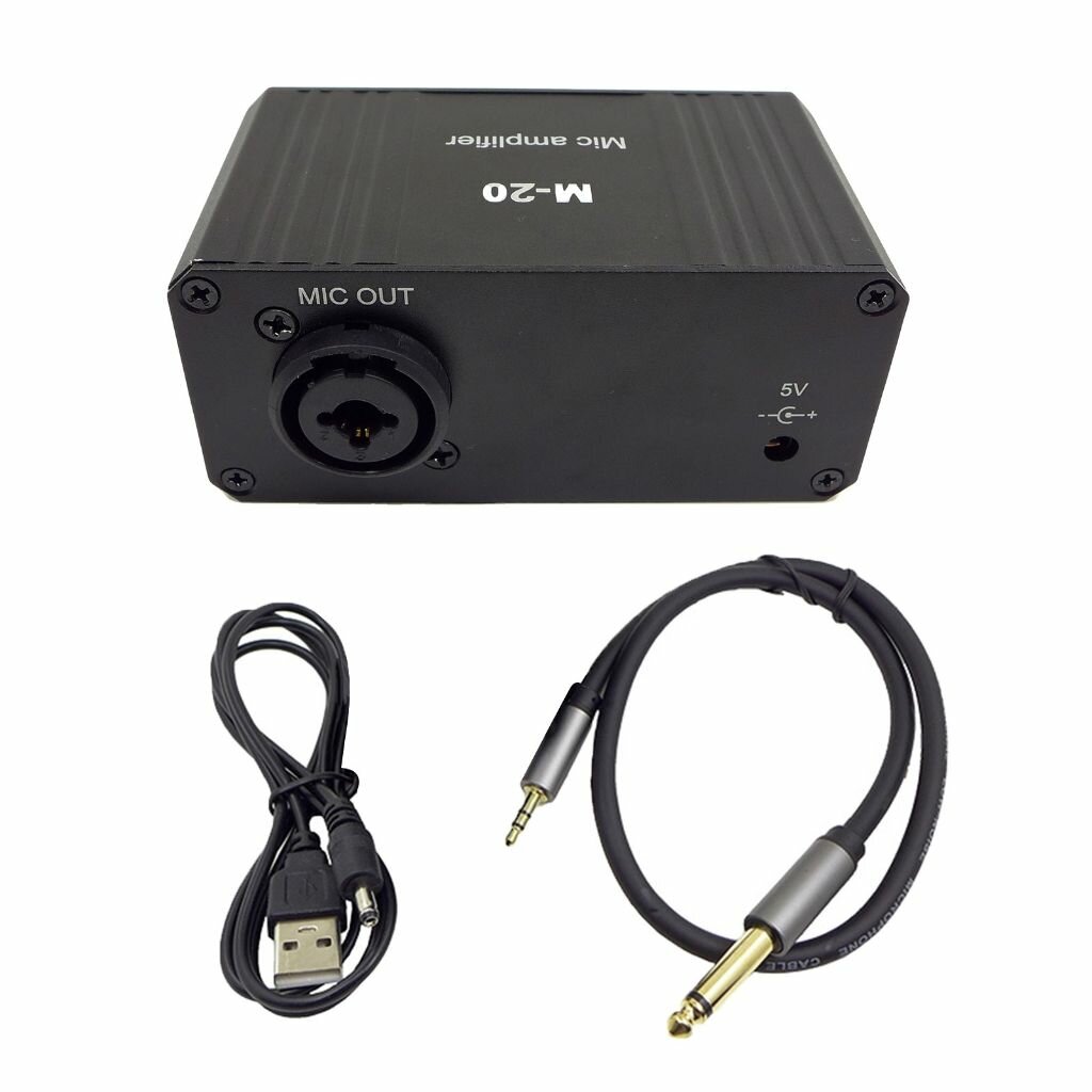 Аксессуары для микрофона, Усилитель для конденсаторного микрофона с переходником 6.5 на 3.5, 1 комплект