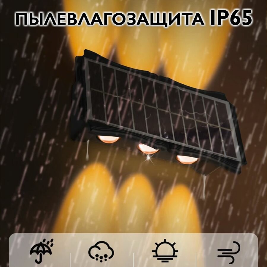 Архитектурная подсветка / фасадный светильник на солнечной батарее 4 луча