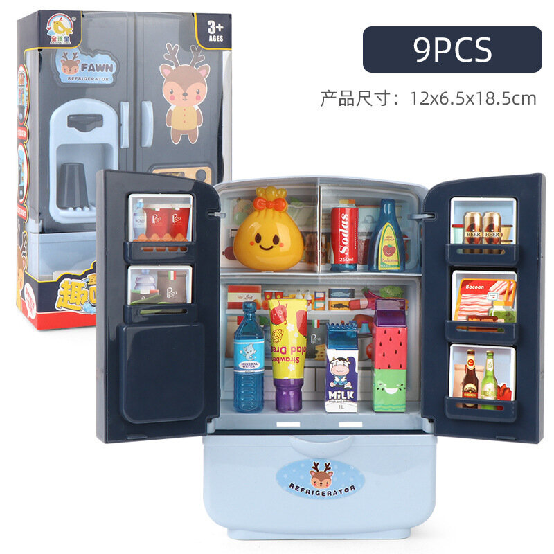 Новый детский Забавный кухонный холодильник игрушка девушка кукла пить молоко пластиковая модель костюм 506-36 Синий