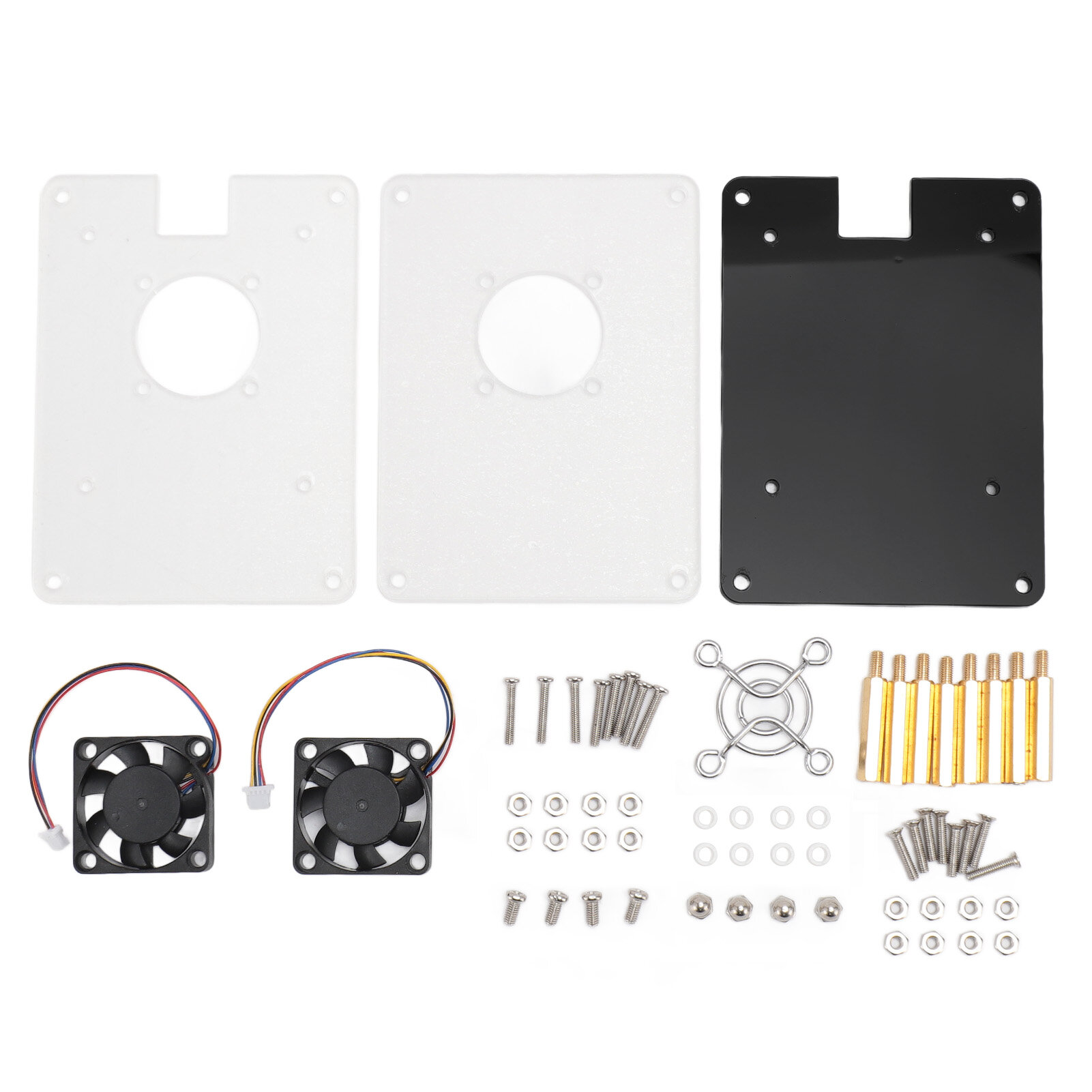 Сменный акриловый корпус для Raspberry Pi 5, двухслойный, прозрачный, со встроенным вентилятором охлаждения.