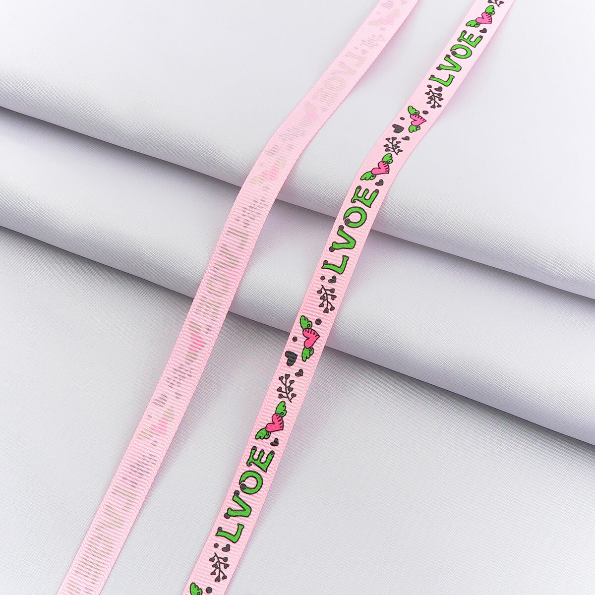 Лента декоративная для упаковки подарков, репсовая, с рисунком, 1 см х 45,72 м, цвет розовый