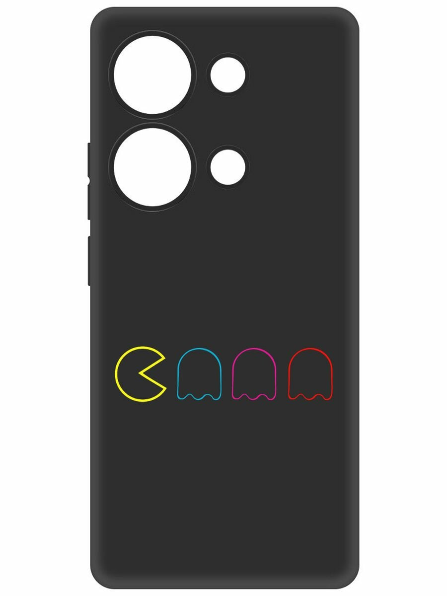 Чехол-накладка Krutoff Soft Case Пакман для Xiaomi Redmi Note 13 Pro 4G черный