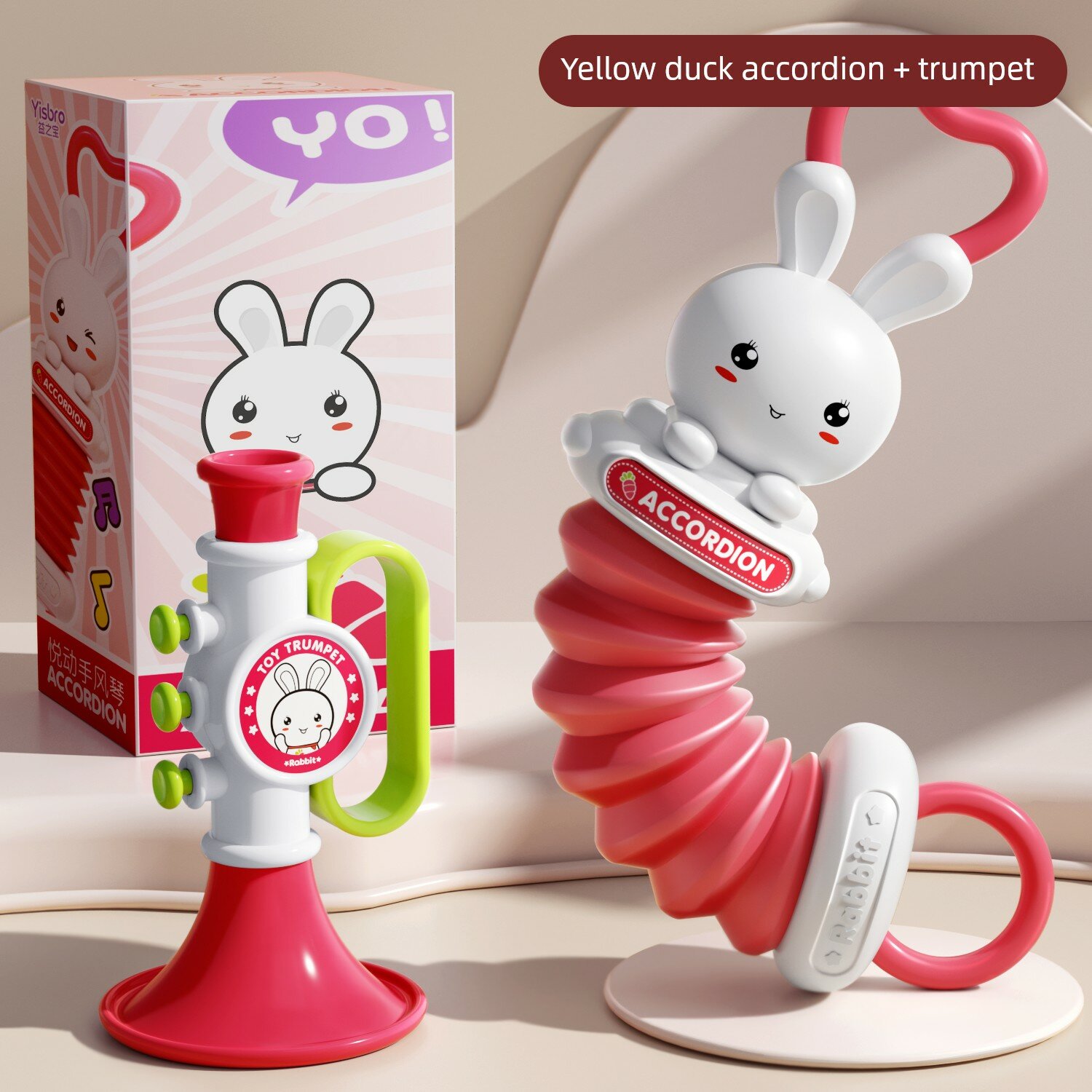 Мини-аккордеон в виде маленькой желтой утёнки, игрушка для развития мелкой моторики, детский аккордеон для тренировки