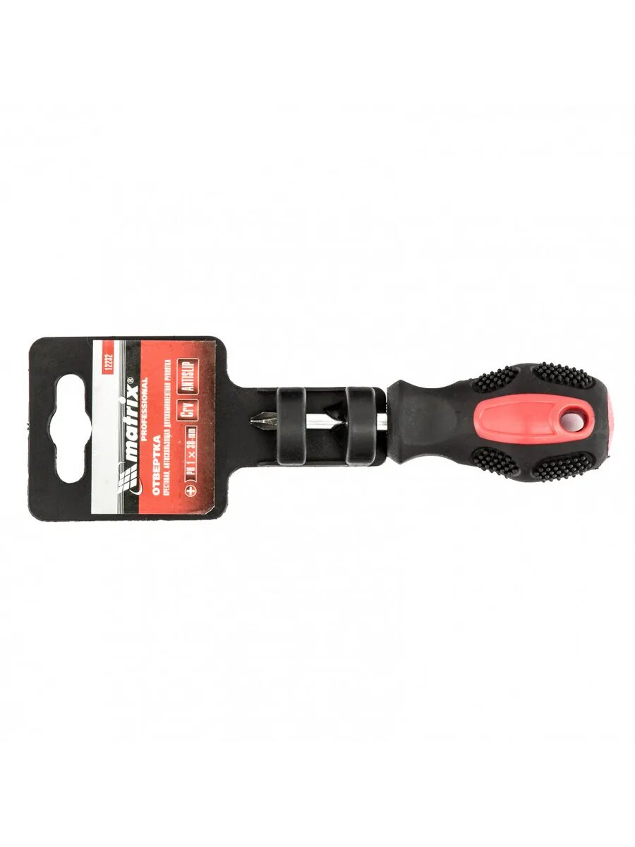 Отвертка Anti-Slip, PH1 х 38 мм, CrV, двухко, MATRIX, 12232