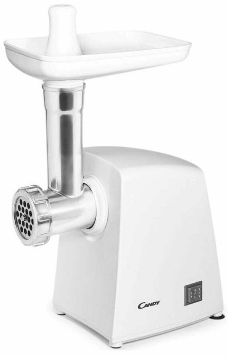 Мясорубка Candy CG-100, система реверса, 2 перфорированных диска, белая