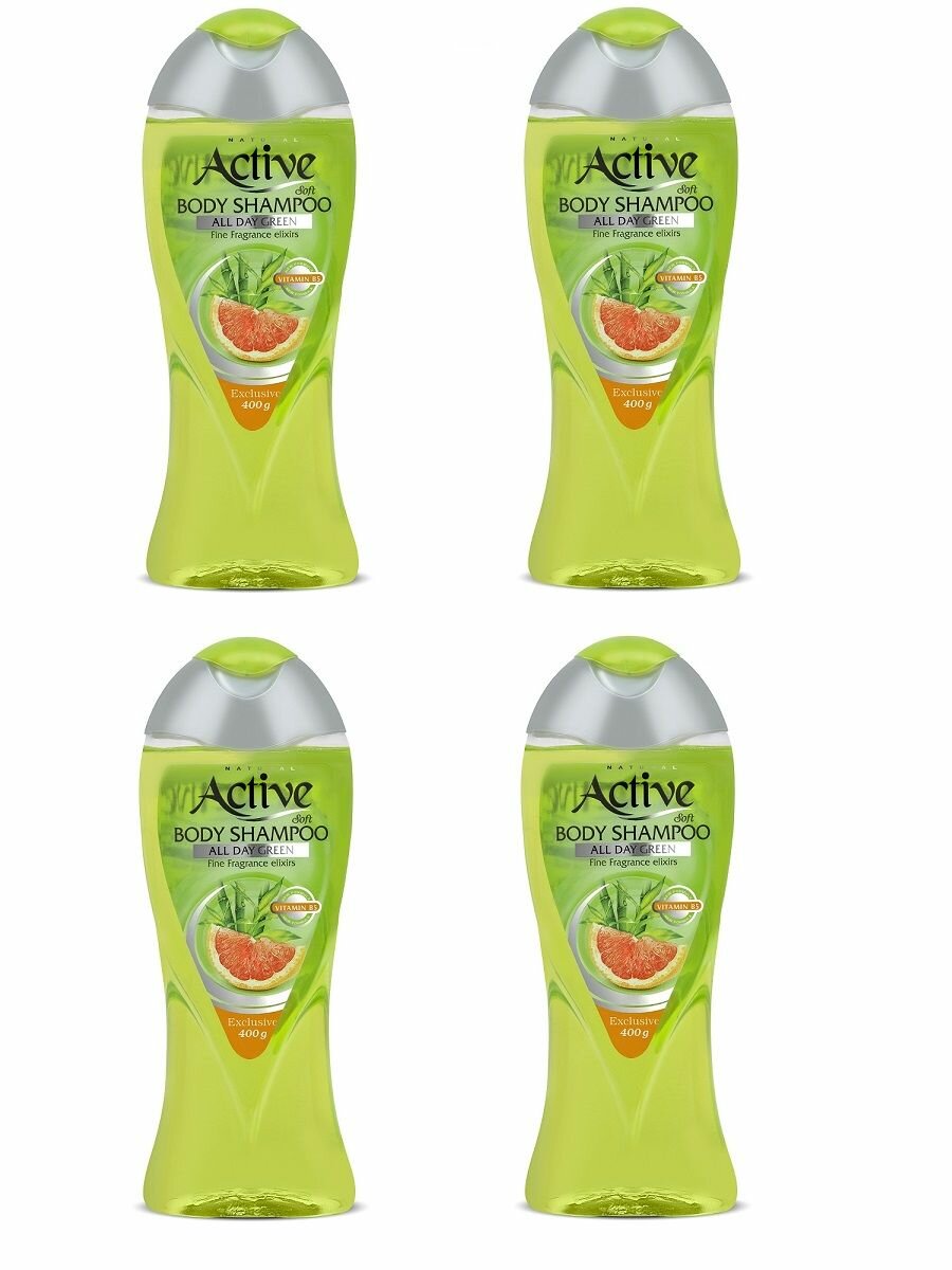 Гель для душа Active Natural Экстракт грейпфрута, с витамином B5, 400 мл Green, 4 шт