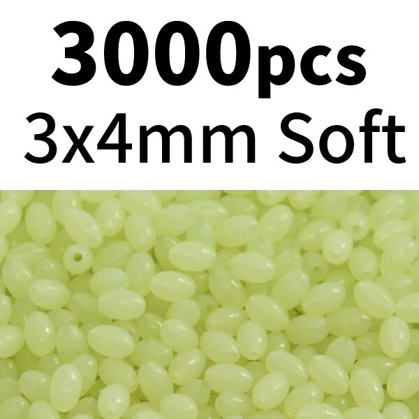 Светящиеся резиновые бусины для рыбалки ellllv Зеленый, 3x4mm 3000pcs white