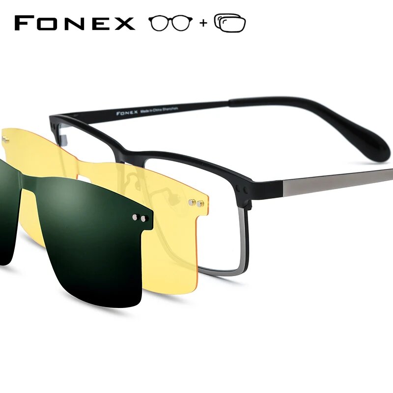 FONEX очки для мужчин Black Silver, фото-серые линзы, анти-синий свет