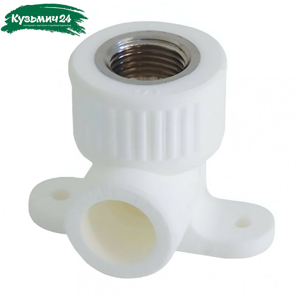 Угол полипропиленовый Pro Aqua PA28008P 20-1/2" ВР, комбинированный с креплением, белый