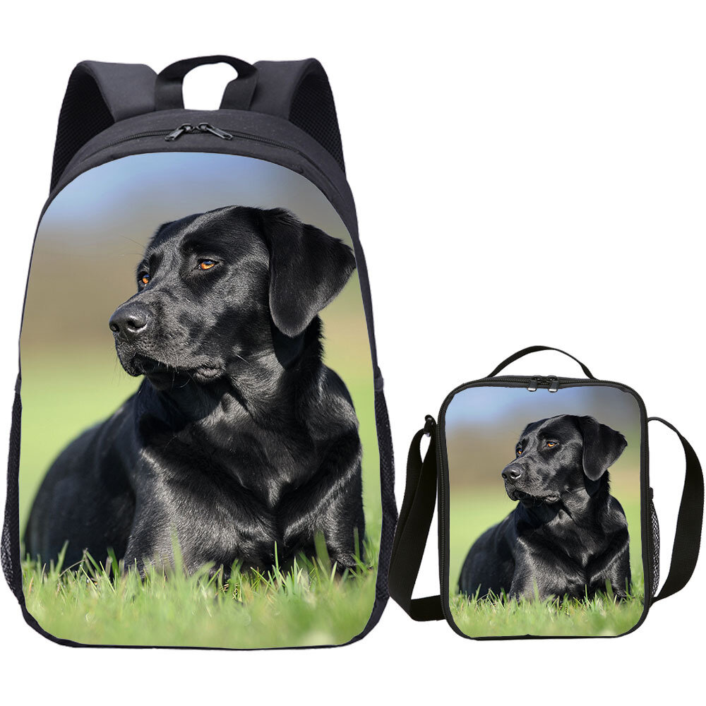 Dog Labrador Schoolbag Цветная печать 17-дюймовый большой емкости Студент начальной школы Школьная сумка для обеда Костюм