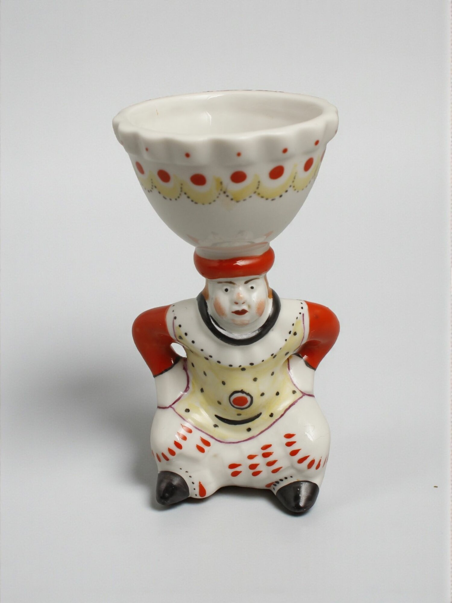 Антикварная подставка под яица, пашотница "Клоун" из сервиза "Клоунада", фарфор, Орлов С. М, Вербилки, СССР, 1951-54 гг.