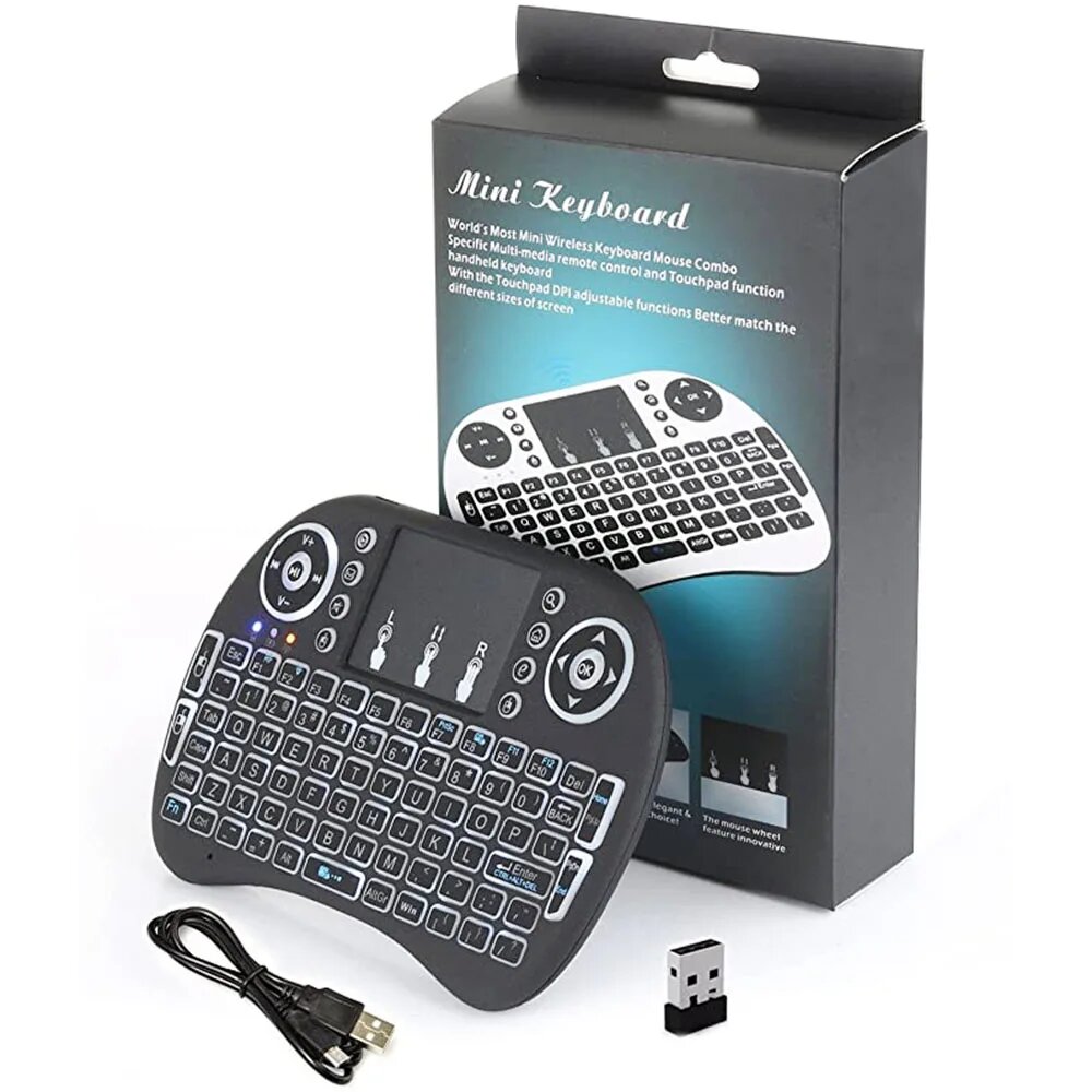Беспроводная мини-клавиатура Raspberry Pi 4 Model B со светодиодной подсветкой, 2,4 ГГц, Air Mouse, для ТВ-приставки Raspberry Pi 4B/3, B/3B/Windows/Android