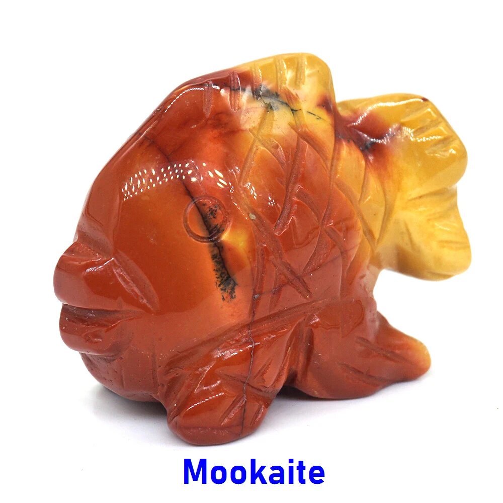 Фигурки рыбки из черного лабрадорита/черного обсидиана/кровяного камня/голубого содалита/китайского Пикассо Оранжевый, Mookaite