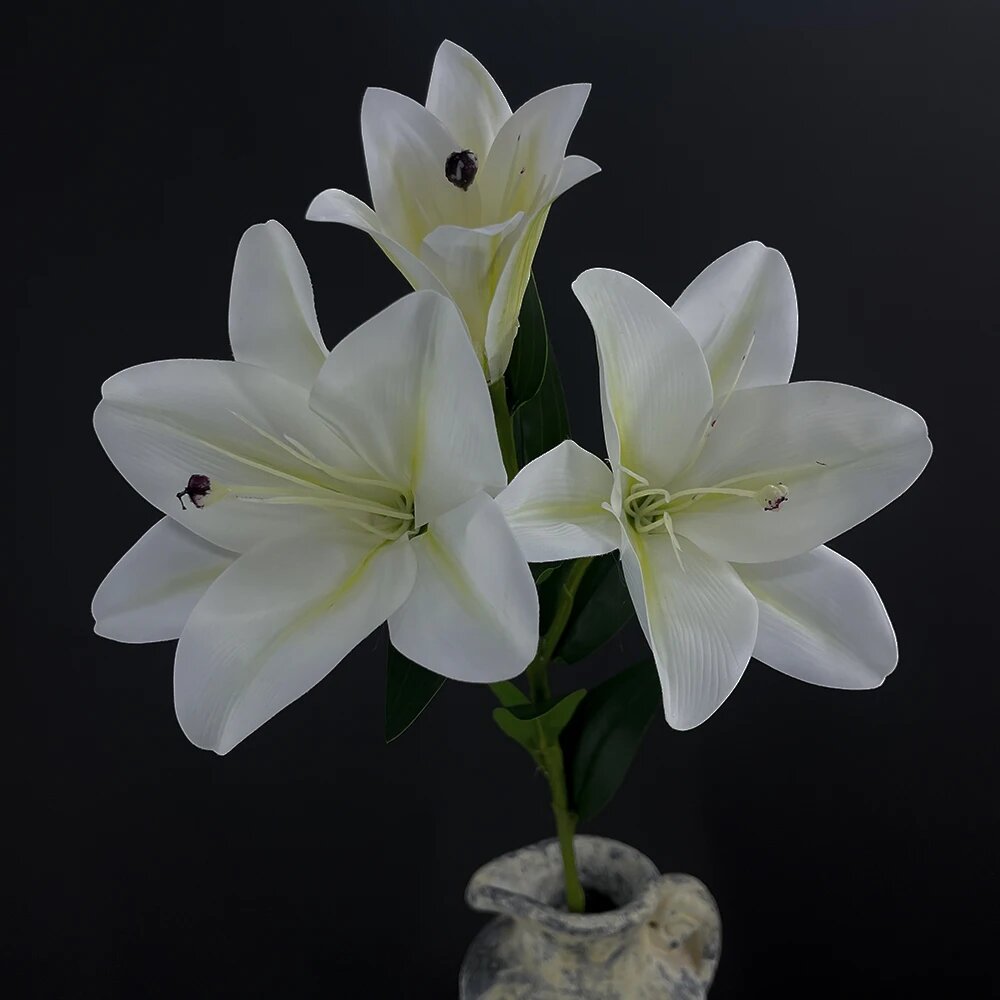 SunMade искусственные лилии шелк 3 головки белые Белый, Yellowish White