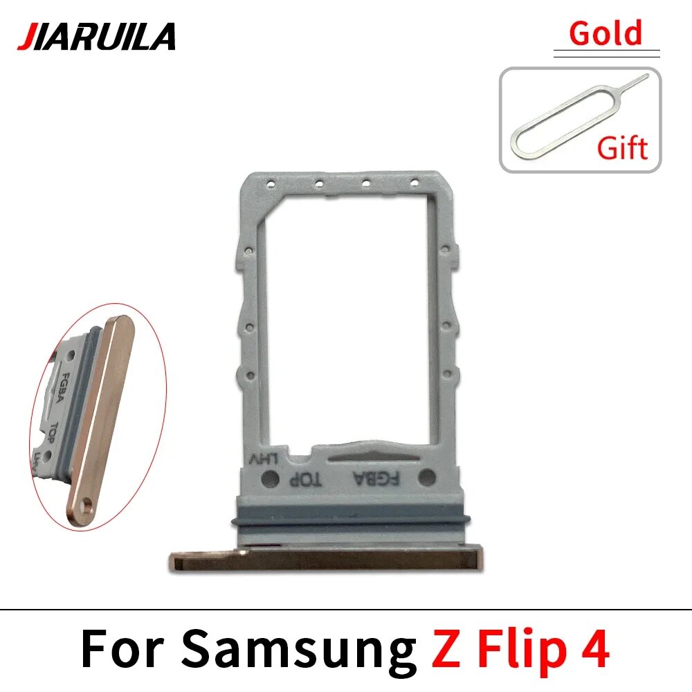 Лоток для SIM-карты, слот для чипа, держатель ящика, адаптер, аксессуары, запасная часть для Samsung Z Flip 2 3 5G 4 5, двойная карта Z Flip 4 Gold