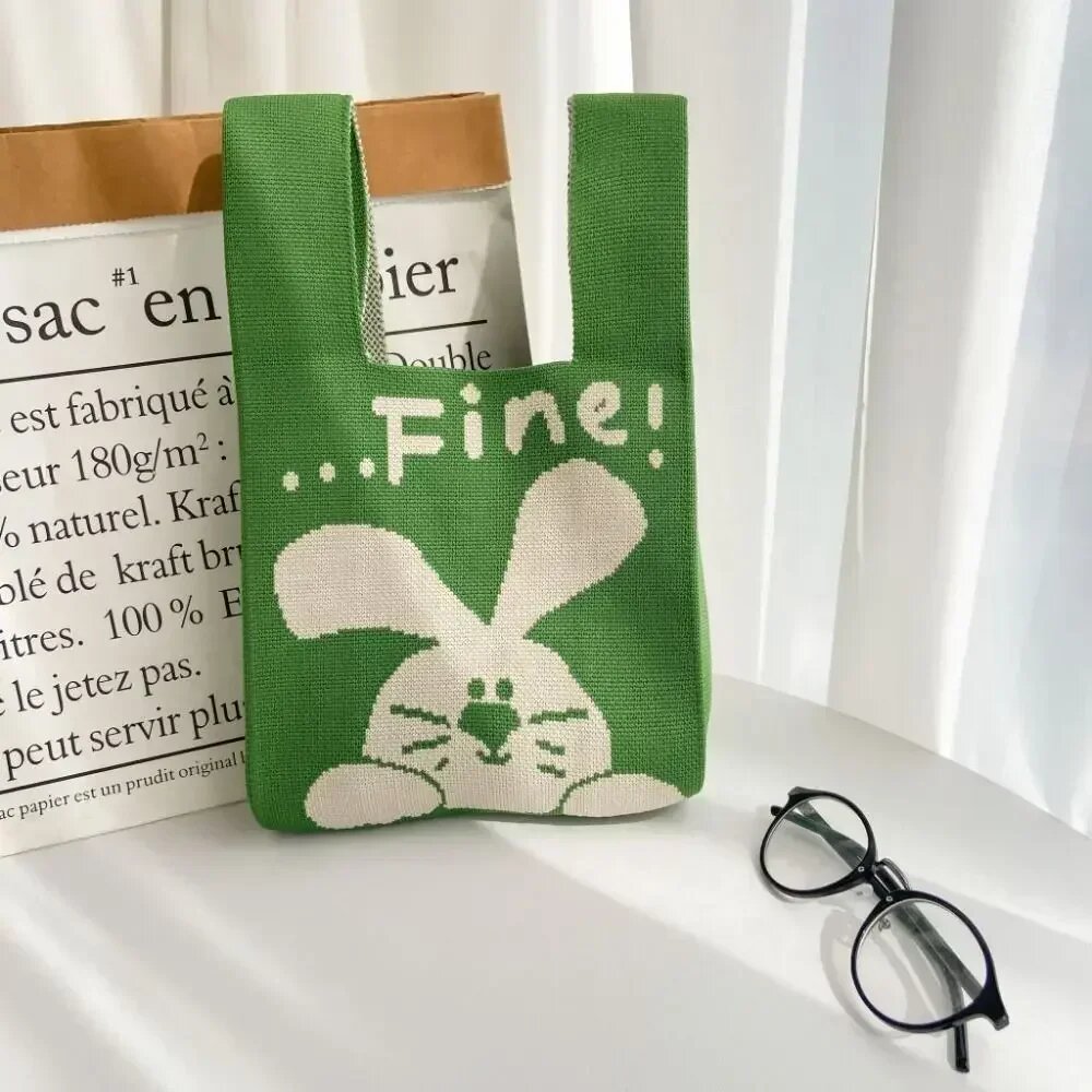 Кошачья вязаная сумка, модная вязаная сумка, ручной работы, сумки для покупок с большим узелом, девочки