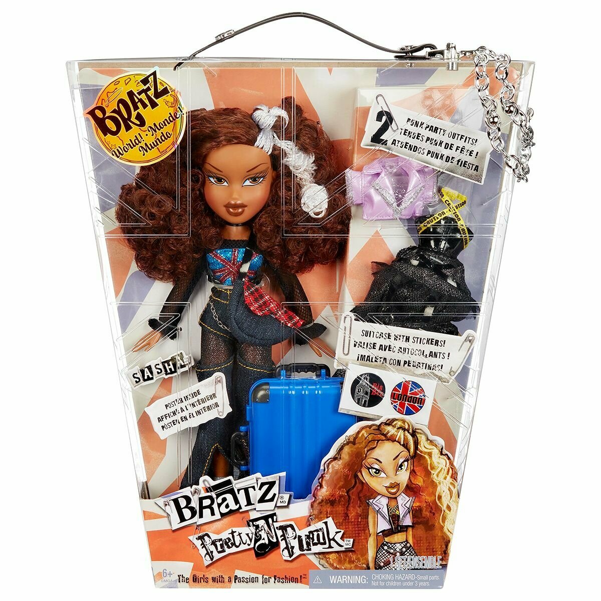 Bratz Pretty N Punk Sasha / Модная кукла с 2 нарядами и чемоданом, Коллекционеры в возрасте от 10 лет и старше / братц Набор игрушек для кукол в стиле рок-панк
