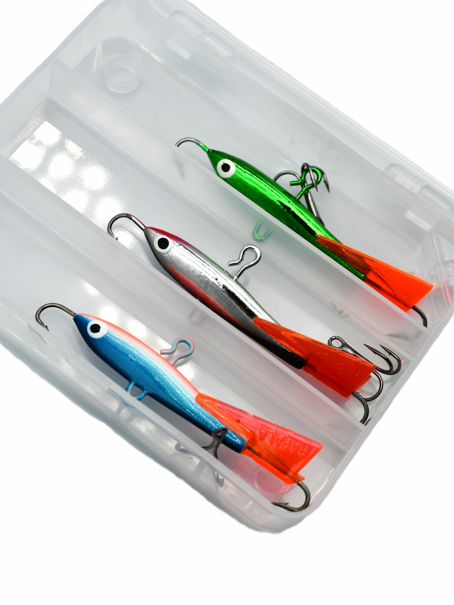 Балансир Rapala 75 мм, 15 г зимняя приманка для щуки, окуня и судака. Набор из 3 шт. с разными цветами.