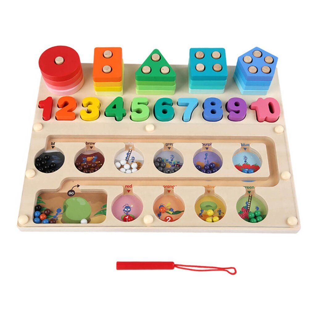 Деревянная Магнитная Движущаяся Игрушка-Лабиринт Из Бисера, Сортировка По Цвету, Раннее Образование Малыша, Подходящая По Форме Игрушка для Игр в Детском саду