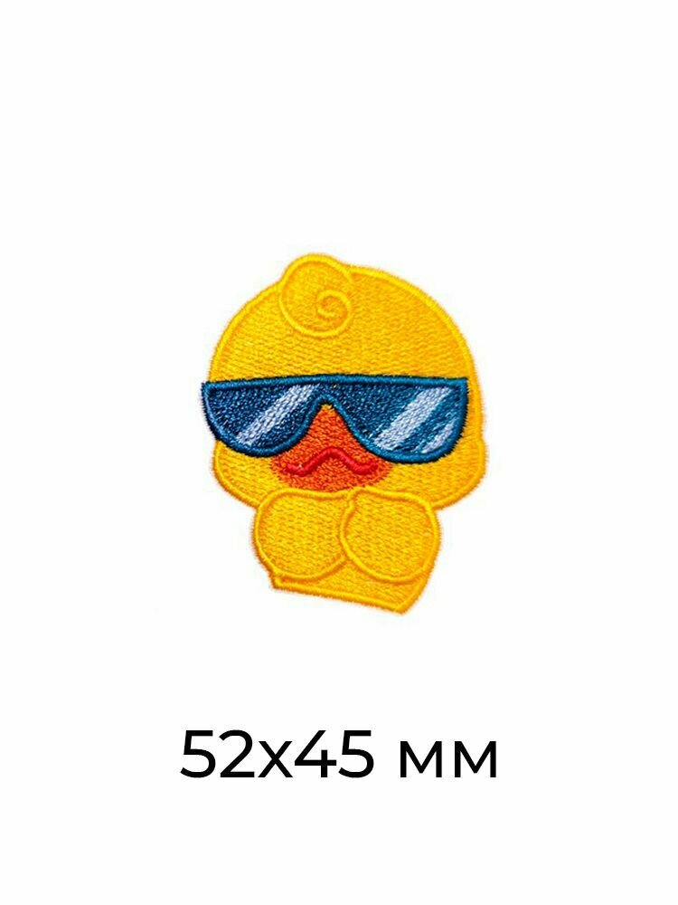 Нашивка Утенок в очках 52x45 мм, Заплатка на одежду, Термоаппликация