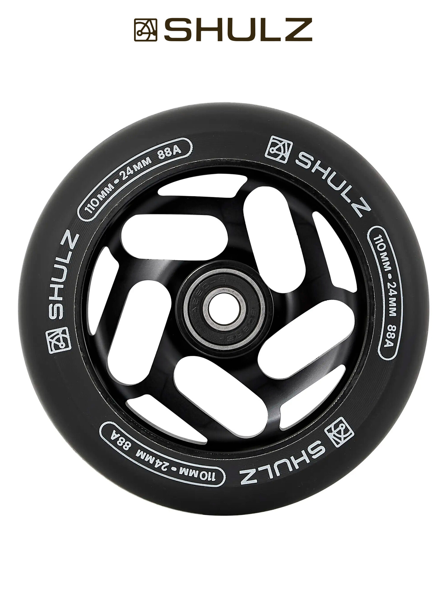 Колесо для трюкового самоката SHULZ 110 мм, 88A, фрезерованное, Чёрный