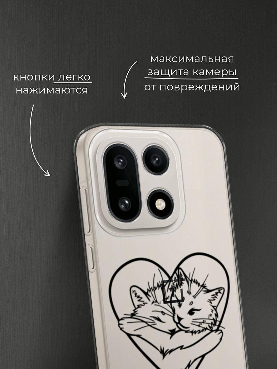 Чехол на OnePlus 15 / Ван Плас 15 с принтом Влюблённые котики рисунок 3, прозрачный — фото 1