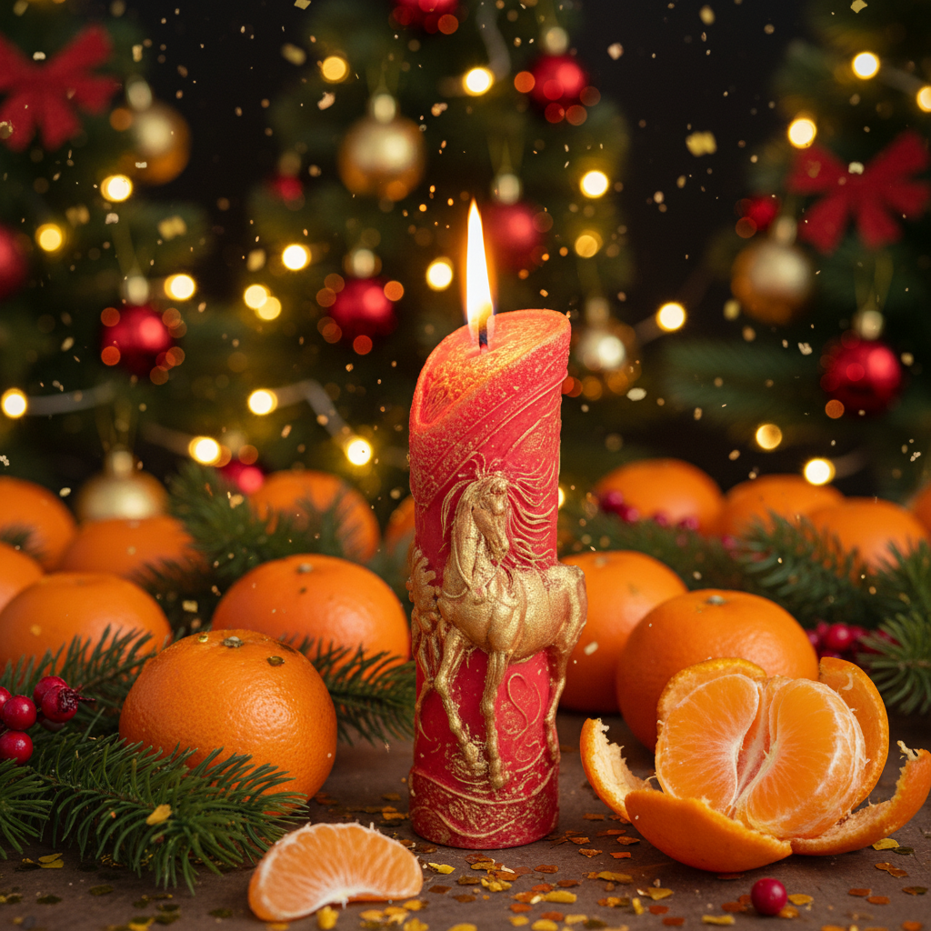 Свеча "Лошадь Сивка-Бурка", ручная работа, символ Нового 2025 года