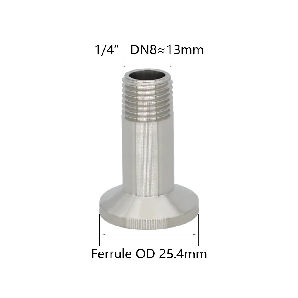 Фитинг для труб из нержавеющей стали 304, 1/4", DN8, Ferrule OD 25.4mm