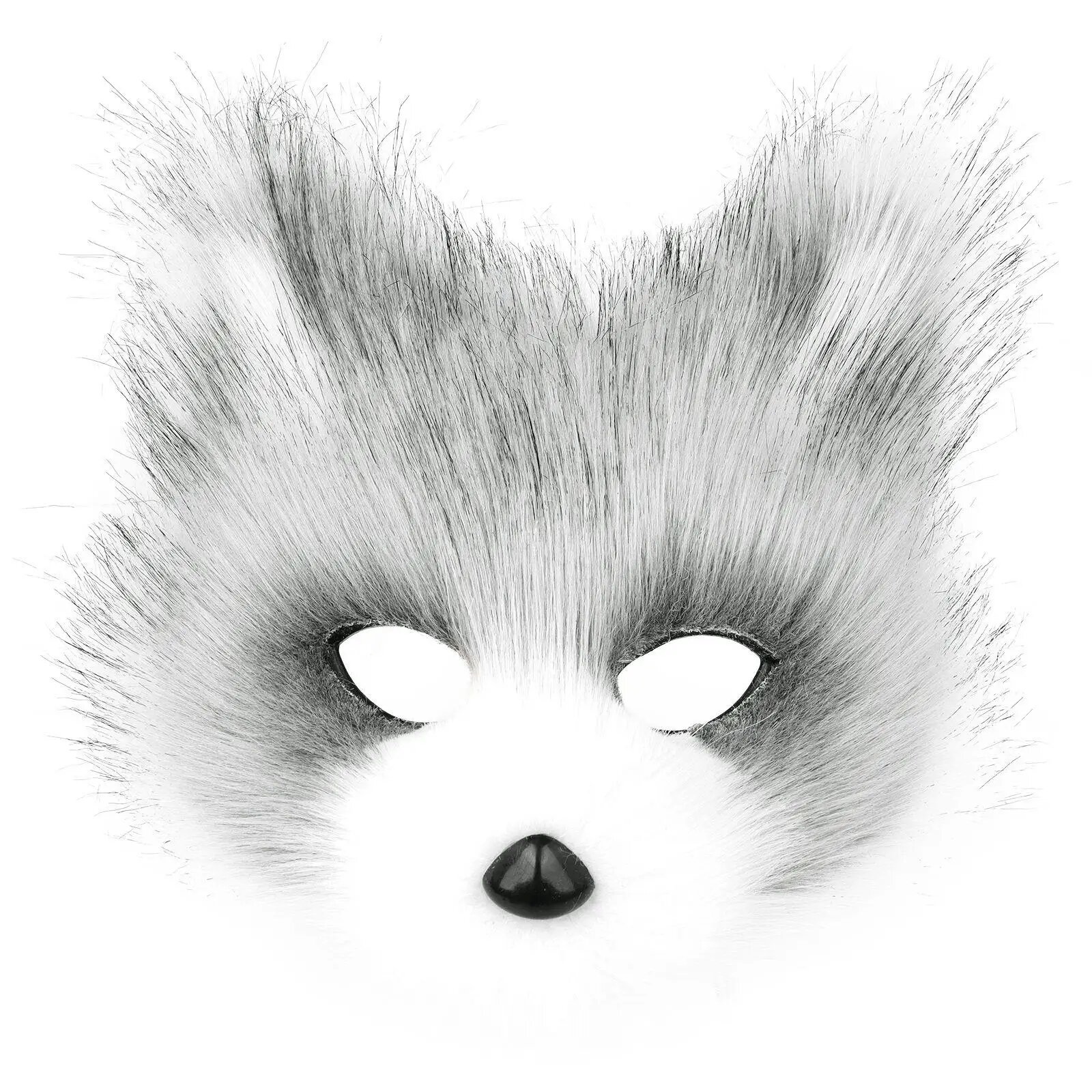 Пушистая маска лисы из акрила Серый, GRAY